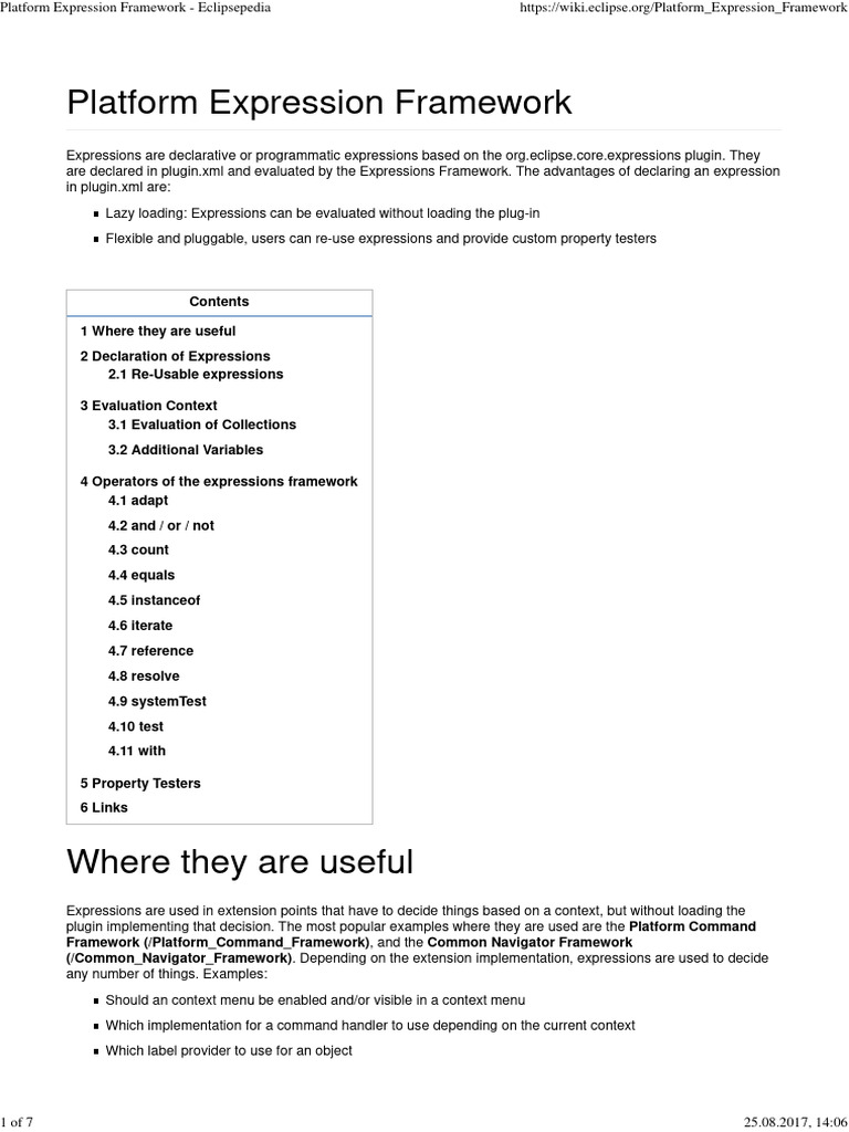 Eclipse Platform Expression Framework | PDF | Boolean Data Type | Parameter (Computer Programming)