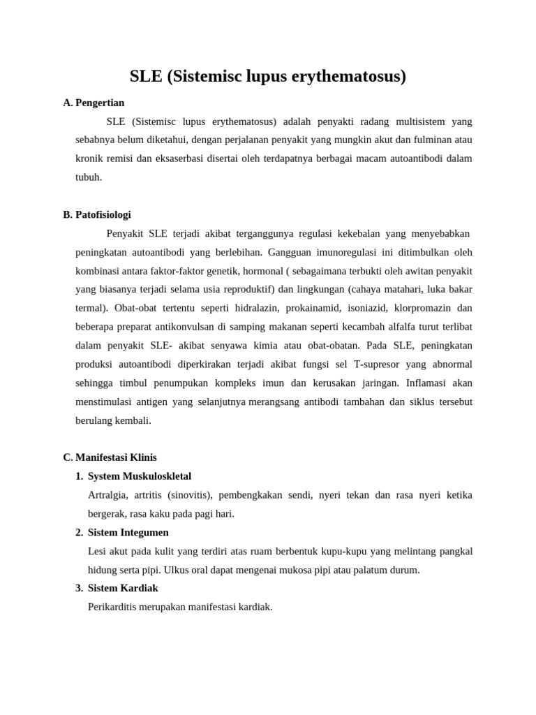 Panduan Lengkap SLE: Gejala dan Perawatan | PDF