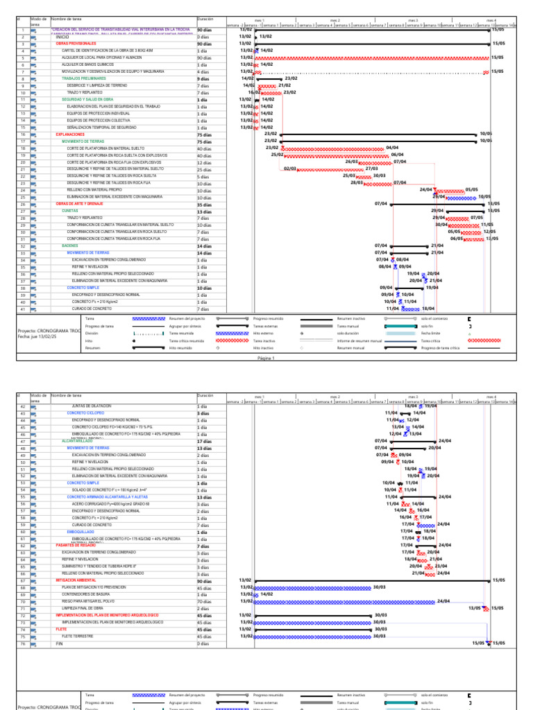 CRONOGRAMA TROCHA UCO | PDF