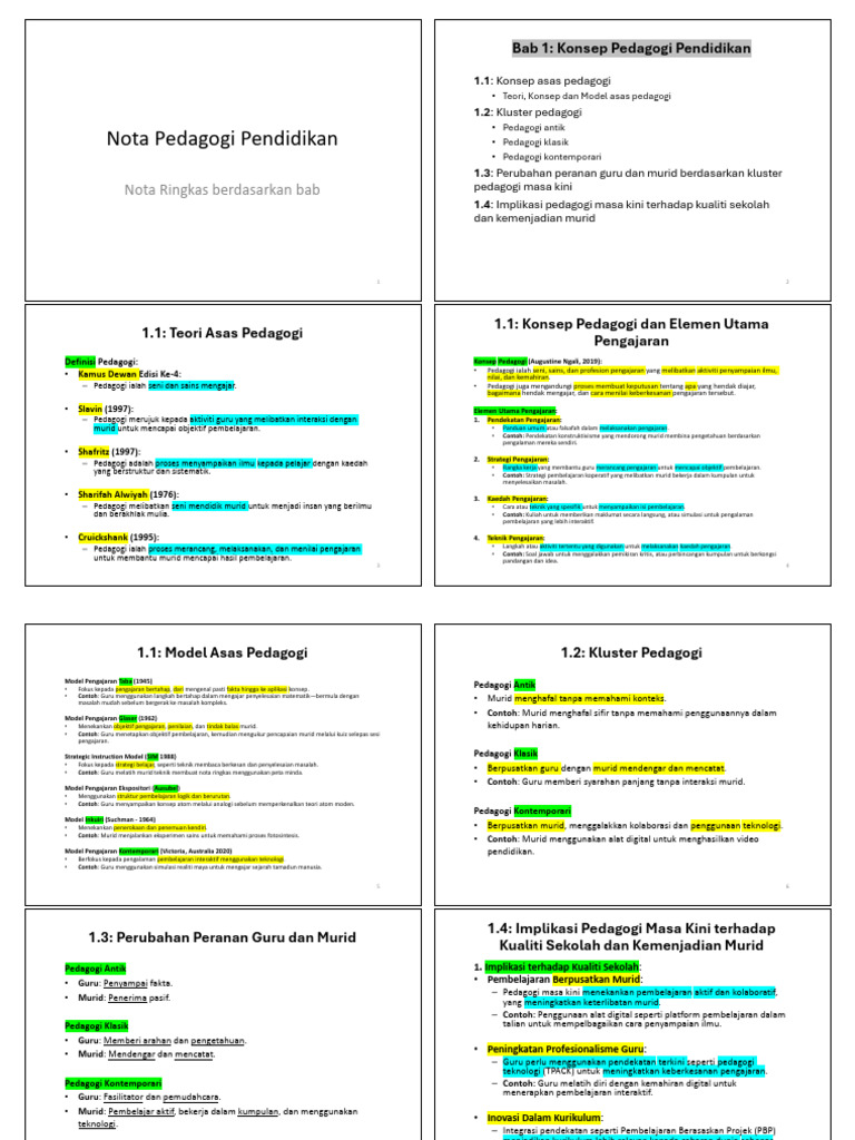Nota Ringkas Pedagogi | PDF