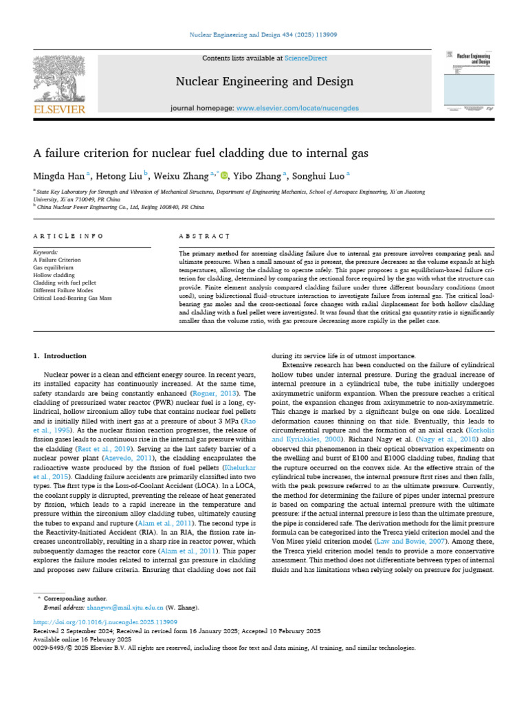 A Failure Criterion For Nuclear Fuel Cladding Du - 2025 - Nuclear ...