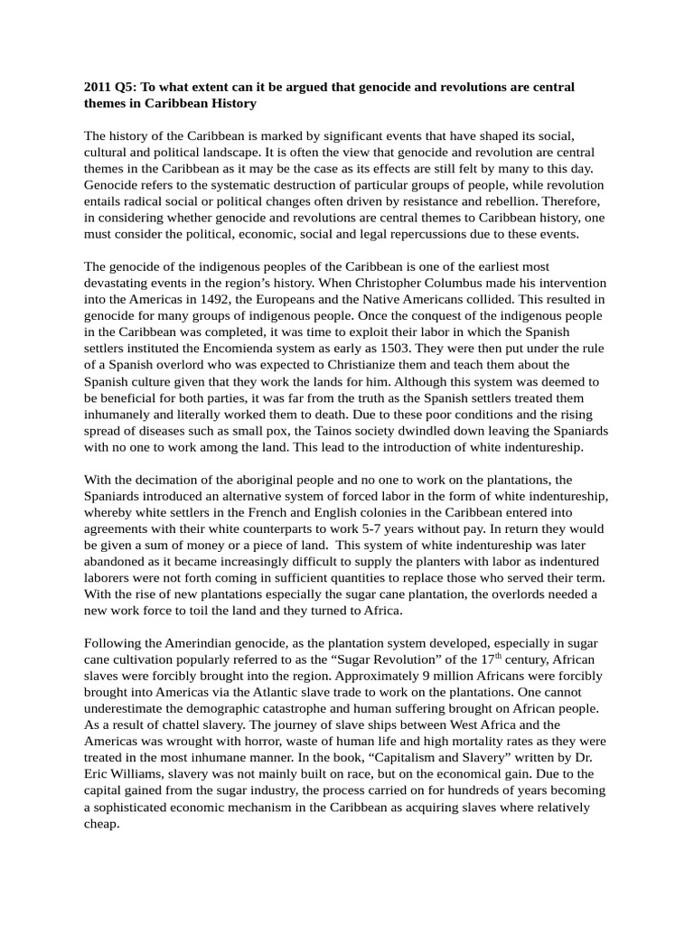 Genocide and Revolution in Caribbean History | PDF | Slavery | Atlantic ...