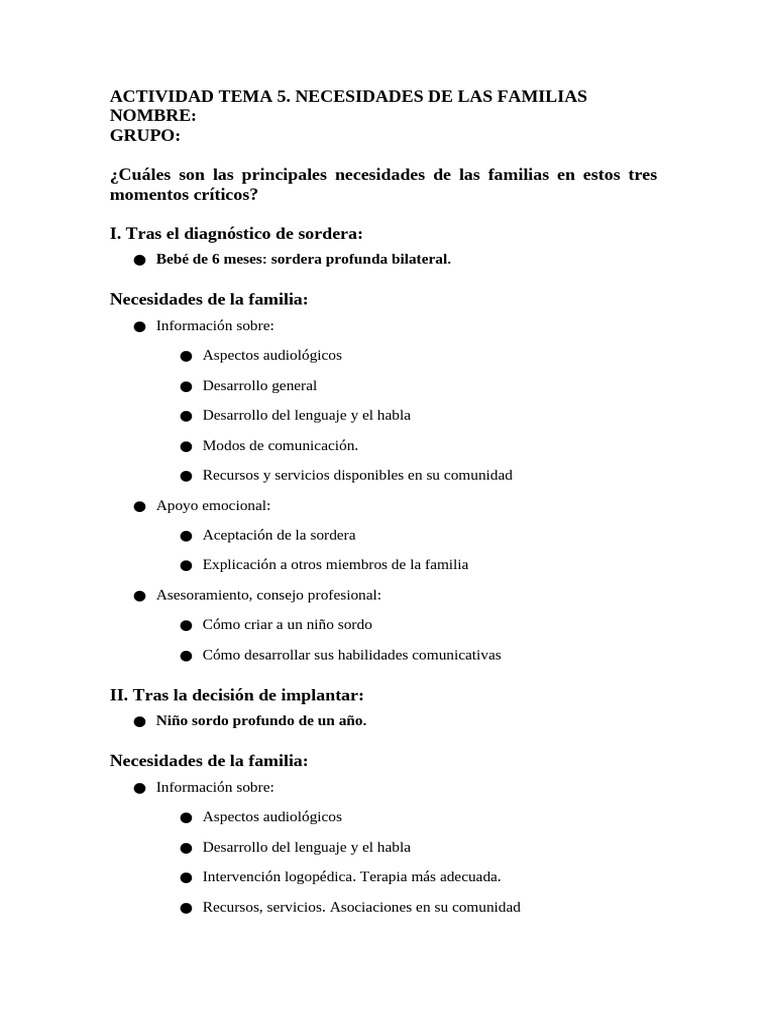 Necesidades familiares ante la sordera | PDF | Ciencias del ...