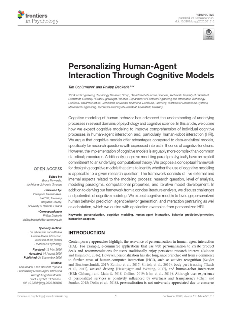 Cognitive Models in Human-Agent Interaction | PDF | Conceptual Model ...
