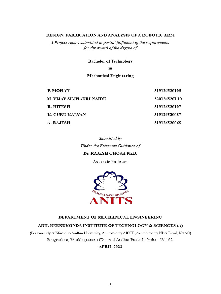 Robotic Arm Design and Analysis Report | PDF | Surgery | Robot