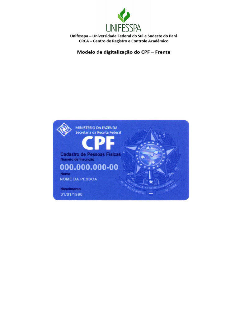 Modelo de Digitalização Do CPF | PDF