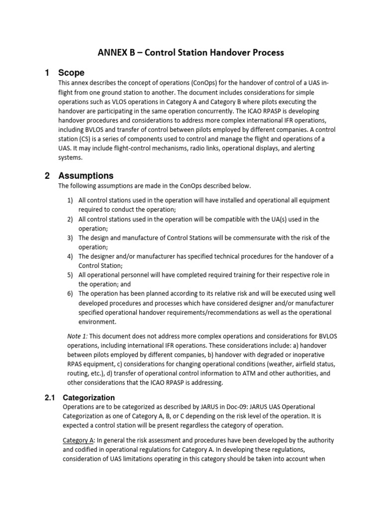Jar 16 Doc UAS Operational Cat Annex B Control Station Handover ConOps ...