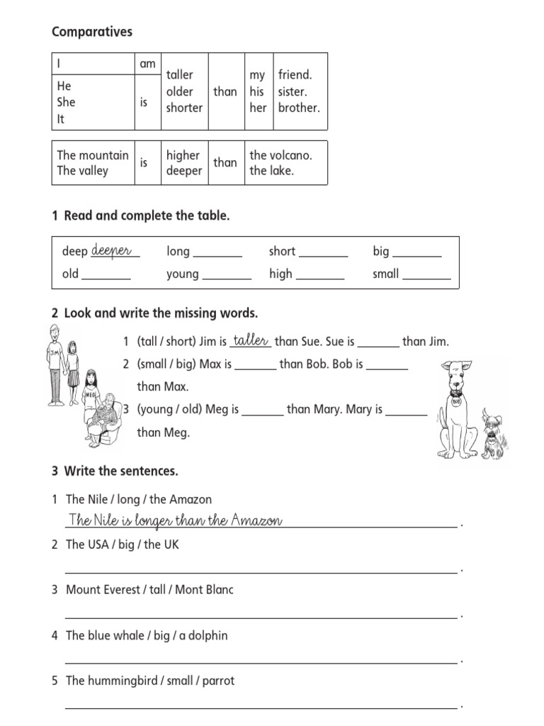 Comparatives Practice Worksheet | PDF