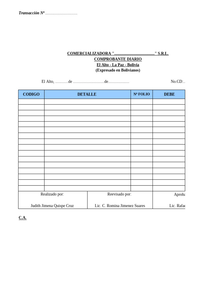 Comprobante Diario para Imprimir | PDF
