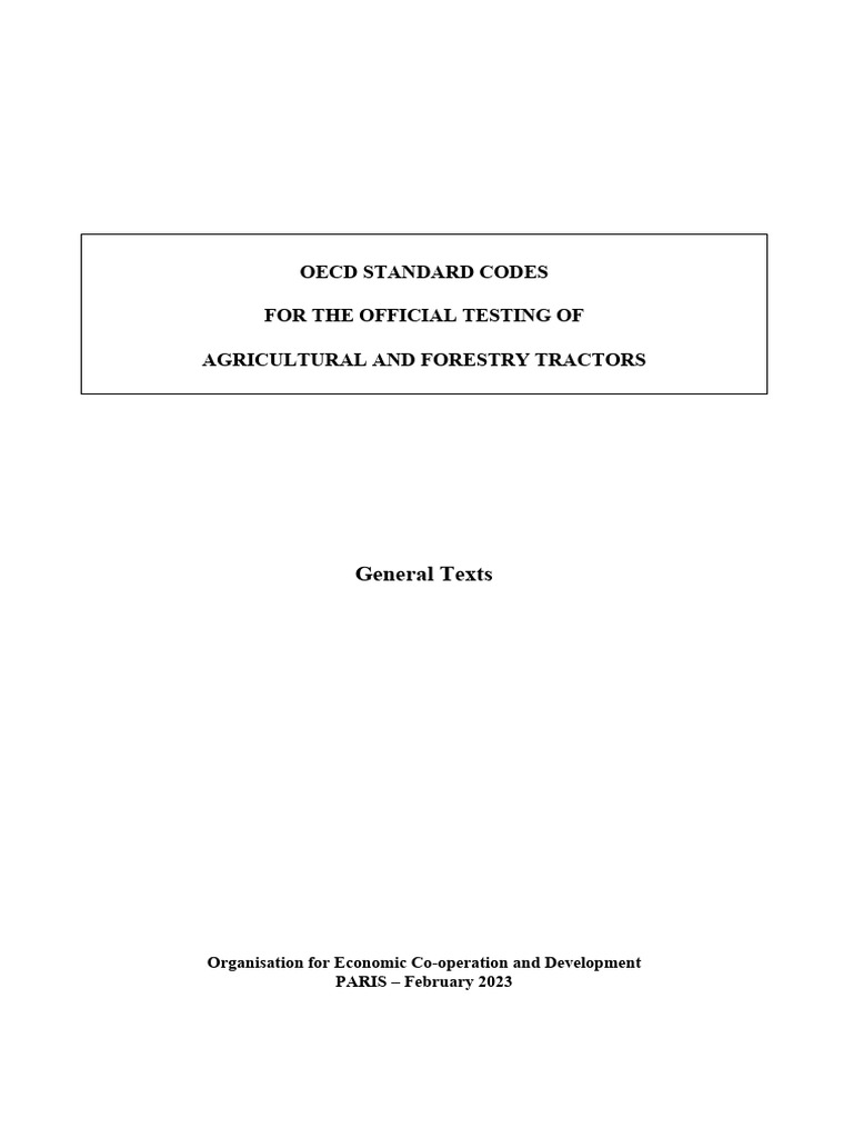 01 Oecd Tractor Codes General Texts | PDF