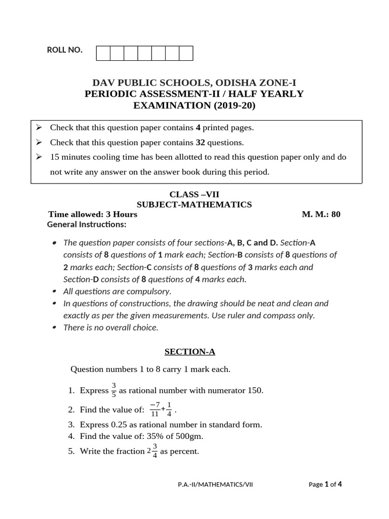 VII_MATHS | PDF | Length | Rectangle