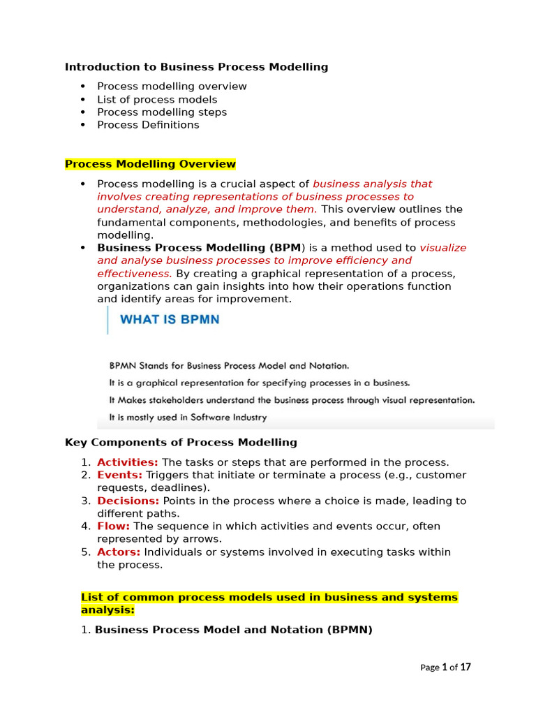 Lesson 1 Introduction to Business Process Modelling | PDF | Business ...