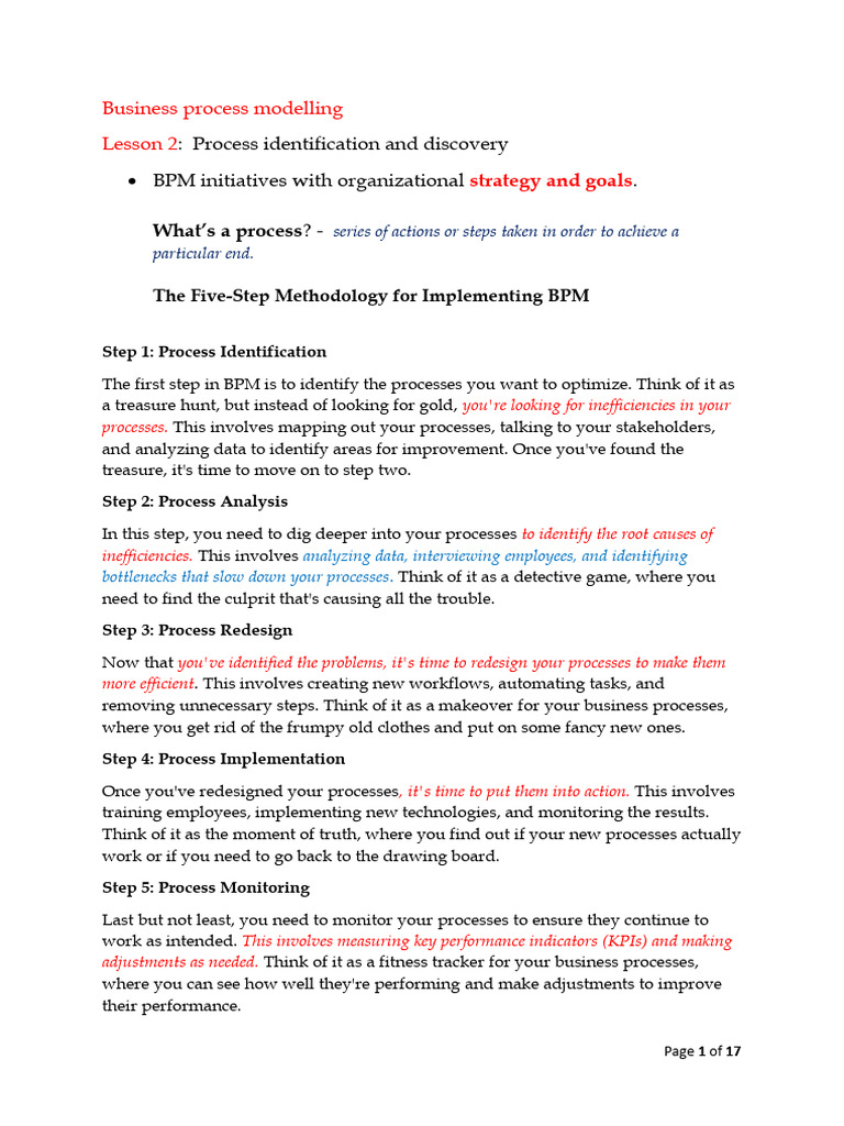 Lesson 2 Process identification and discovery | PDF | Logistics ...