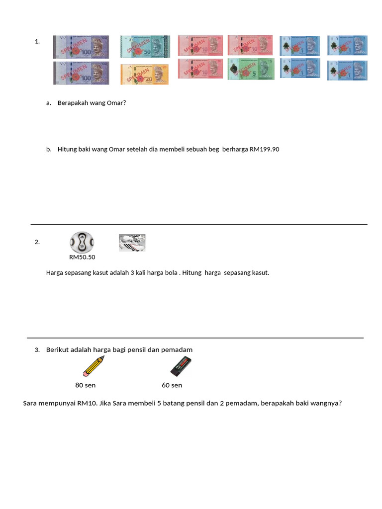 Wang Thn 3 Latihan Penyelesaian Masalah | PDF
