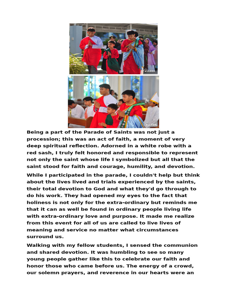Being a Part of the Parade of Saints Was Not Just a Procession; This ...