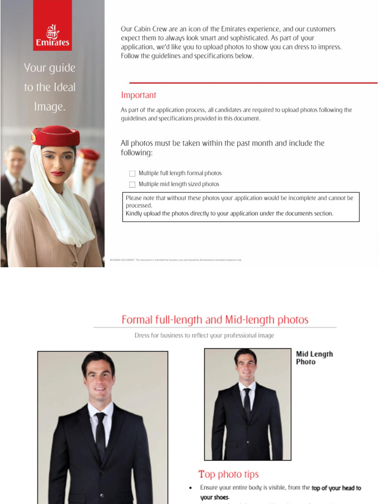 Emirates Cabin Crew Photo Guidelines | PDF | Shoe | Fashion
