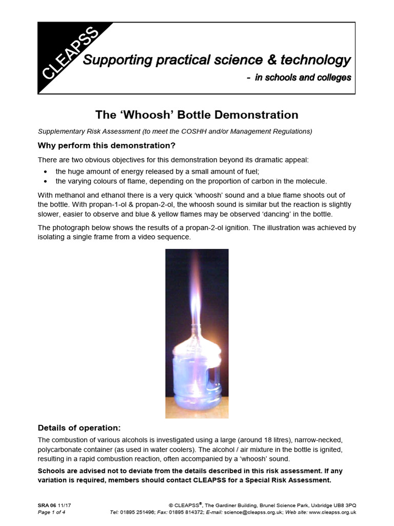 SRA006-The-Whoosh-Bottle-Demonstration | PDF | Ethanol | Toxicity