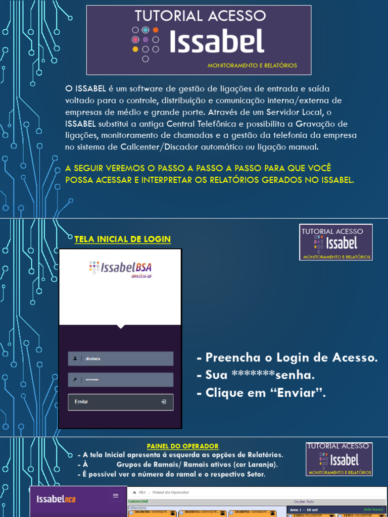 Acesso e Relatórios no ISSABEL | PDF | Telefonia | Tempo