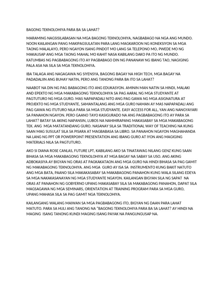 Bagong Teknolohiya para Ba Sa Lahat | PDF