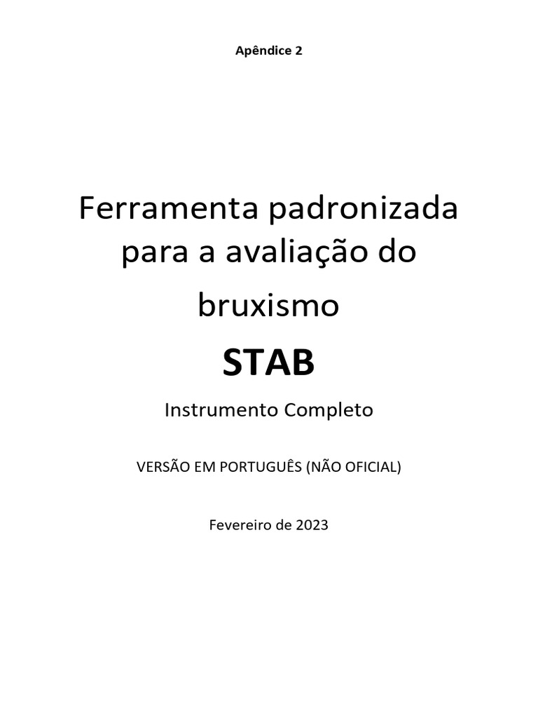 Ferramenta Stab 2 | PDF | Bebidas alcoólicas | Dente humano