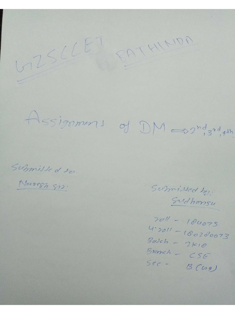 Sudhansu 180280073 - DM Assignment | PDF
