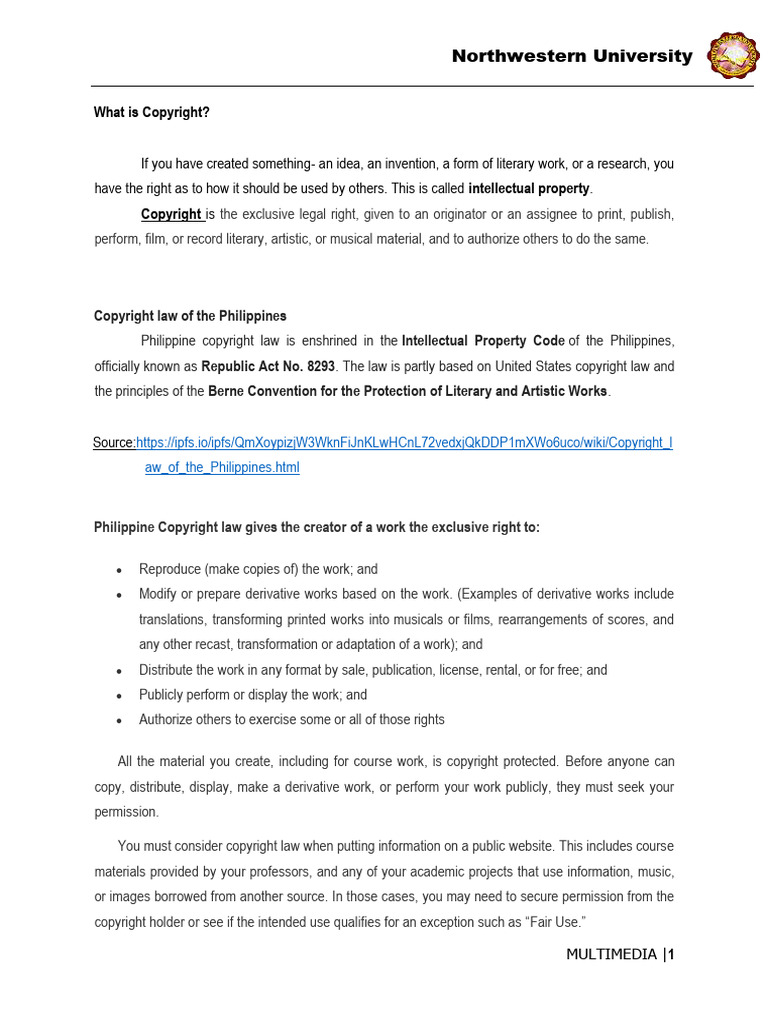 Intellectual Property Right | PDF | Fair Use | Copyright