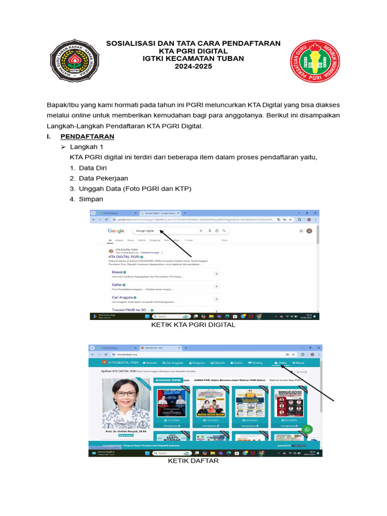 Pendaftaran KTA PGRI Digital Tuban | PDF