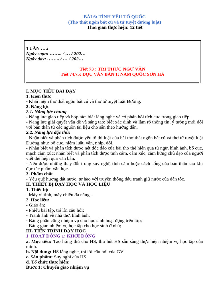 GA-Ngu-van-8-CTST-Bai-6-TINH-YEU-TO-QUOC | PDF