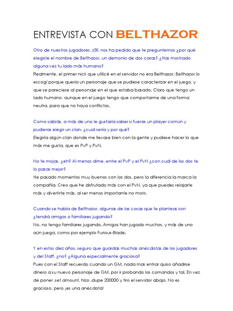 Entrevista Belthazor WoD 2 Parte | PDF | Ocio