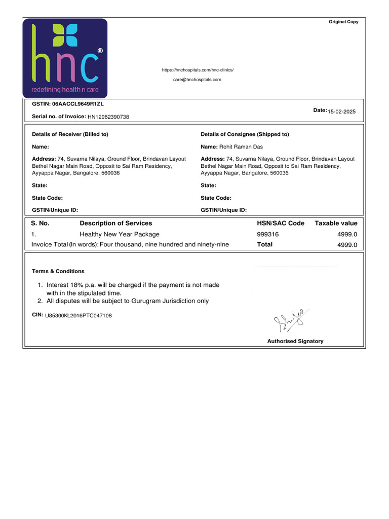 HealthCheckup Invoice 1 | PDF