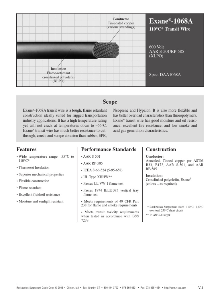 Datenblatt Exane Cable 1068A | PDF | Electricity | Materials