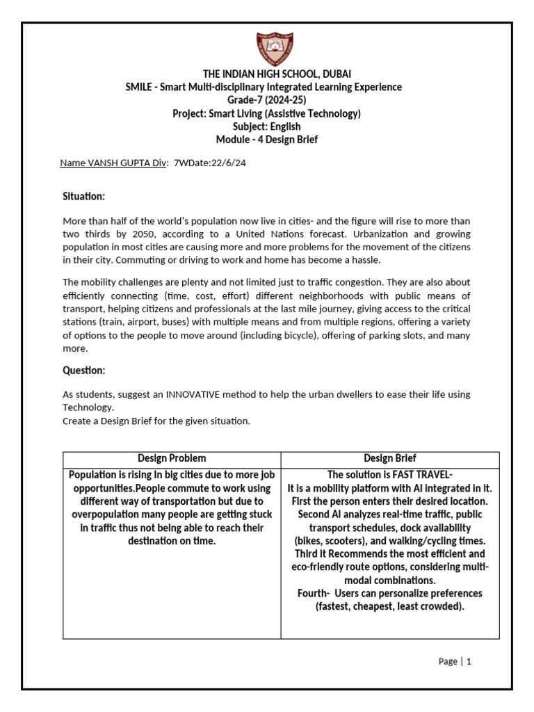 Grade-7 English Design Brief copy | PDF | Transport | Land Transport