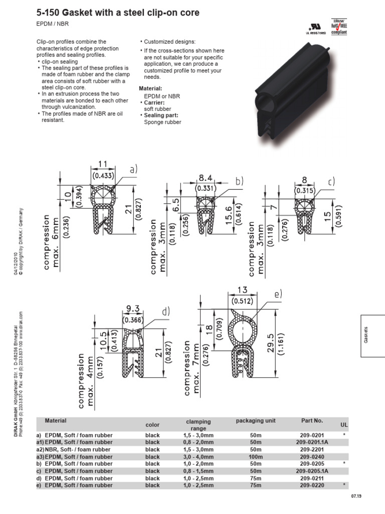 Dirak 5-150 Gasket With Steel Core | PDF | Building Materials | Materials