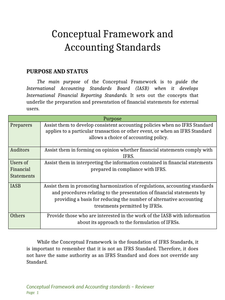 Conceptual Framework And Accounting Standards Pdf International