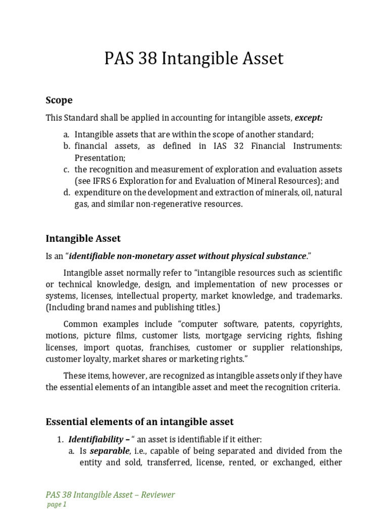 PAS 38 Intangible Assets | PDF | Intangible Asset | Goodwill (Accounting)