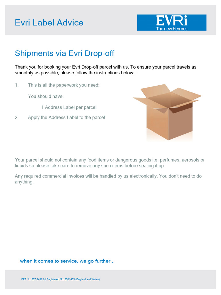 Evri Drop-off Parcel Instructions | PDF
