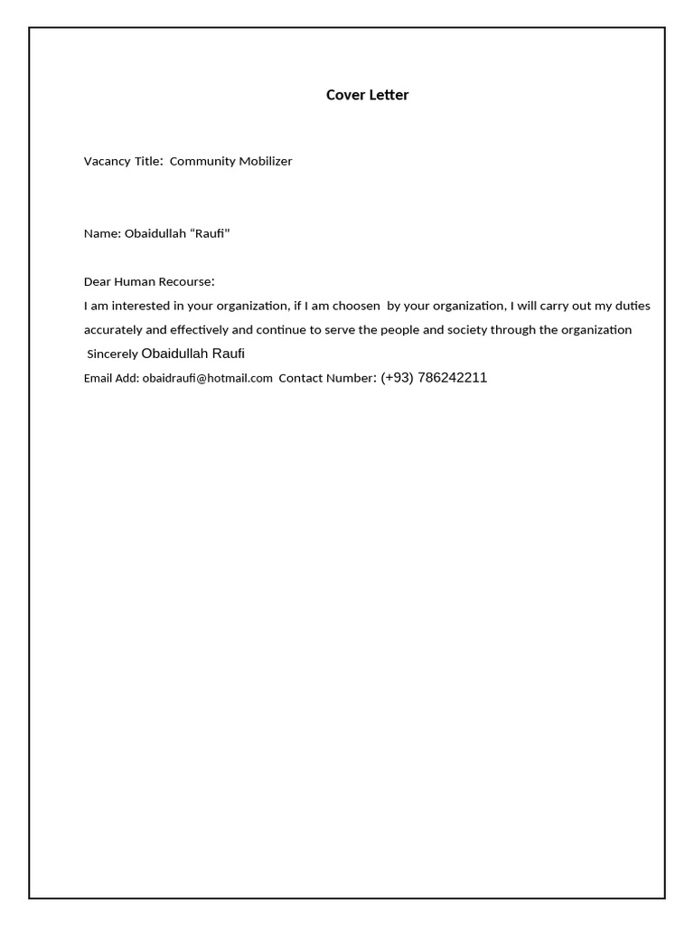 Community Mobilizer Application | PDF