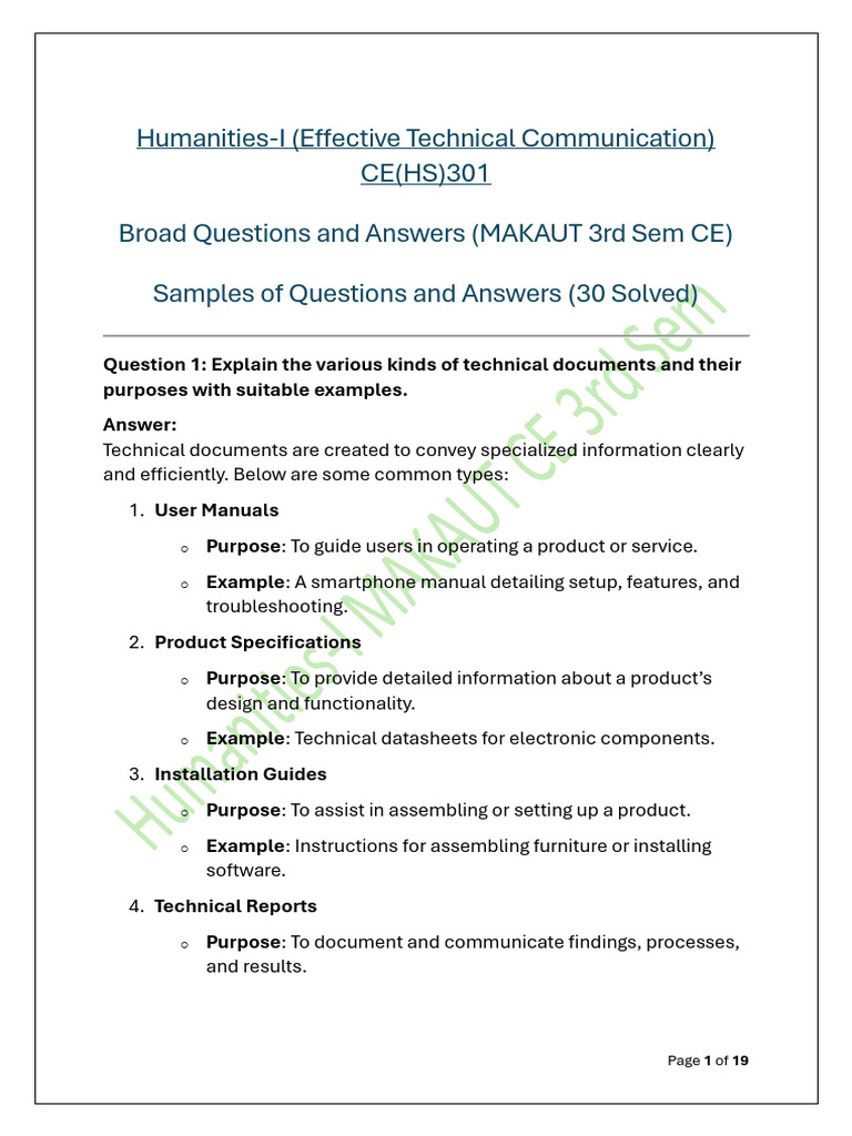 Broad Questions in Technical Communication | PDF | Usability ...