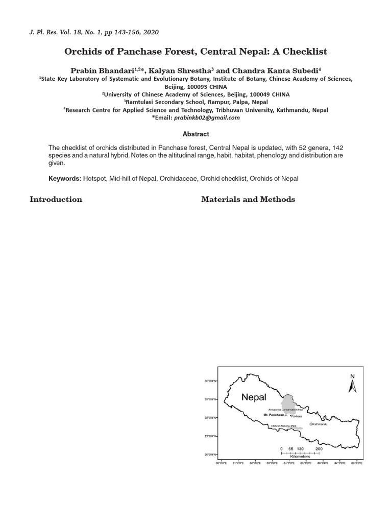 Orchid Checklist of Panchase Forest | PDF | Himalayas | Nepal