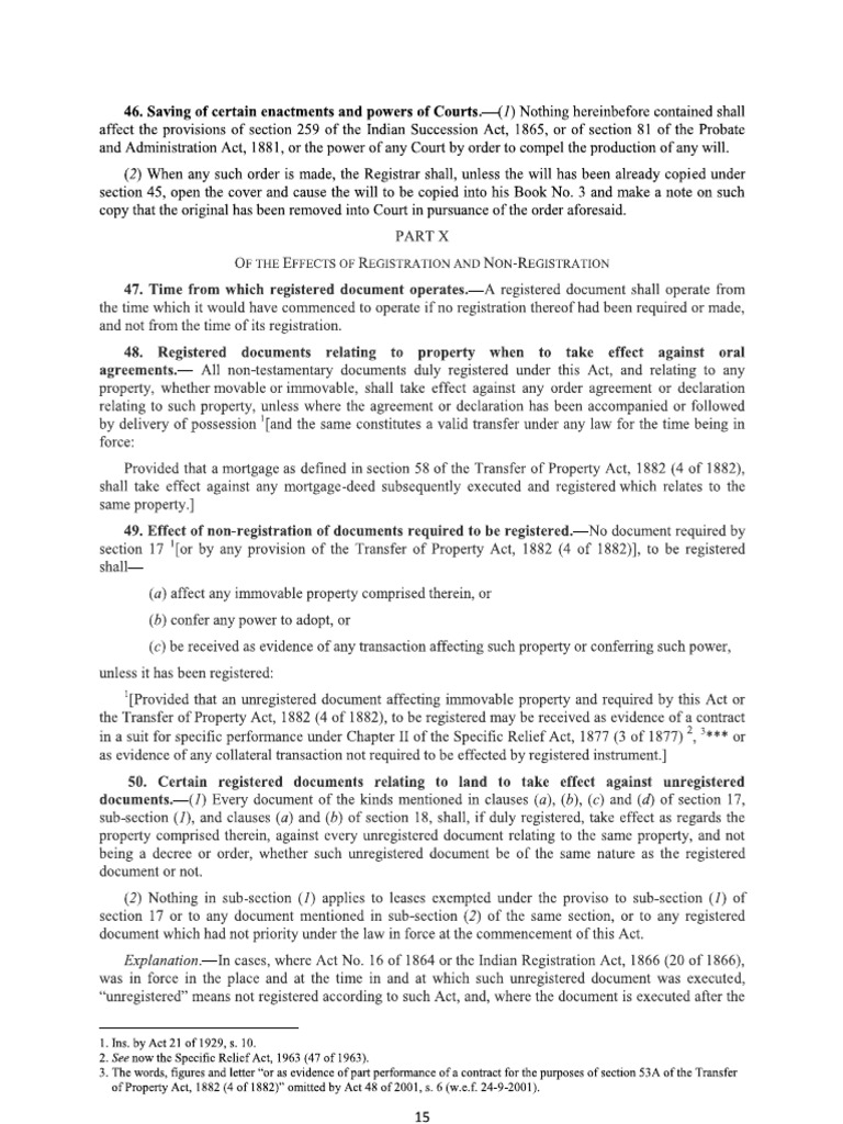 S 49 and S 50 Indian Registration Act | PDF