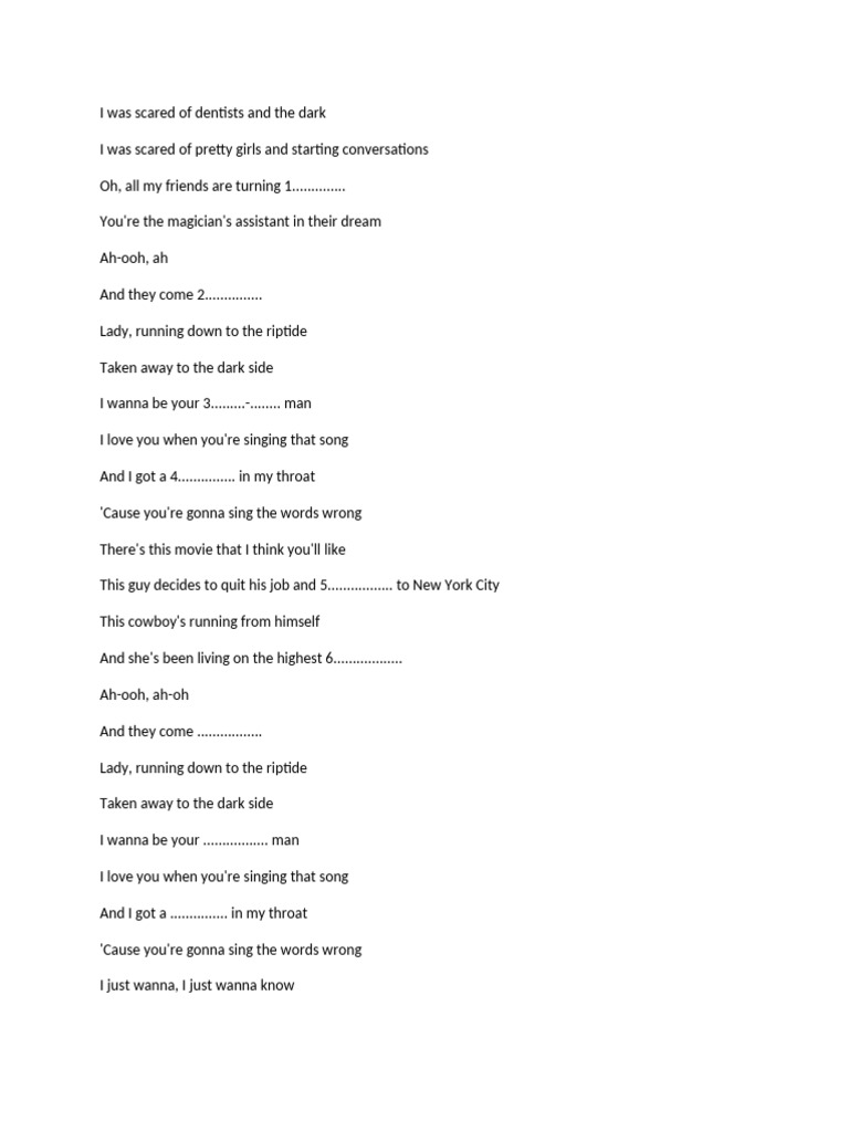 "Riptide Lyrics Analysis" | PDF