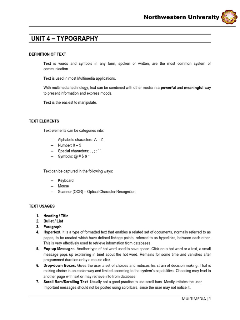 UNIT 4 - TYPOGRAPHY | PDF | Typefaces | Written Communication