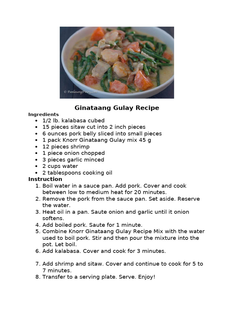 Ginataang Gulay Recipe | PDF