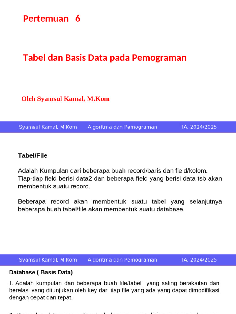 Pertemuan 6 Tabel & Database | PDF