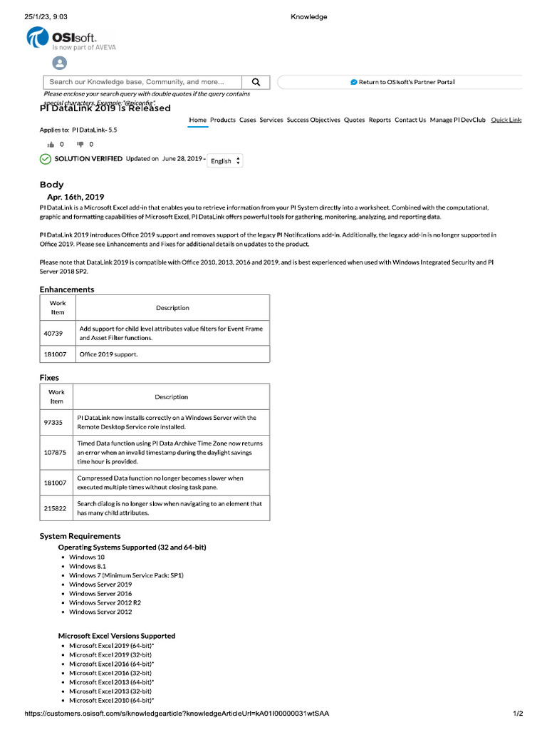 Requerimiento PI Datalink 2019 | PDF