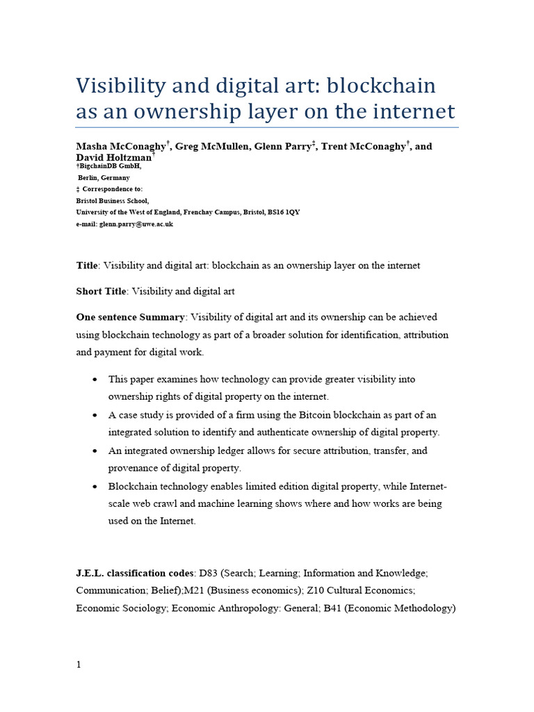 Visibility and Digital Art Blockchain | PDF | Bitcoin | Copyright