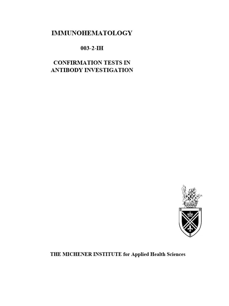 003-2-IH Confirmation Tests in Antibody Investigation | PDF | Antibody ...