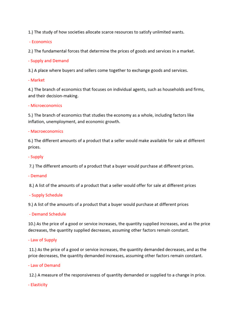 Key Economic Concepts Explained | PDF | Demand | Supply (Economics)