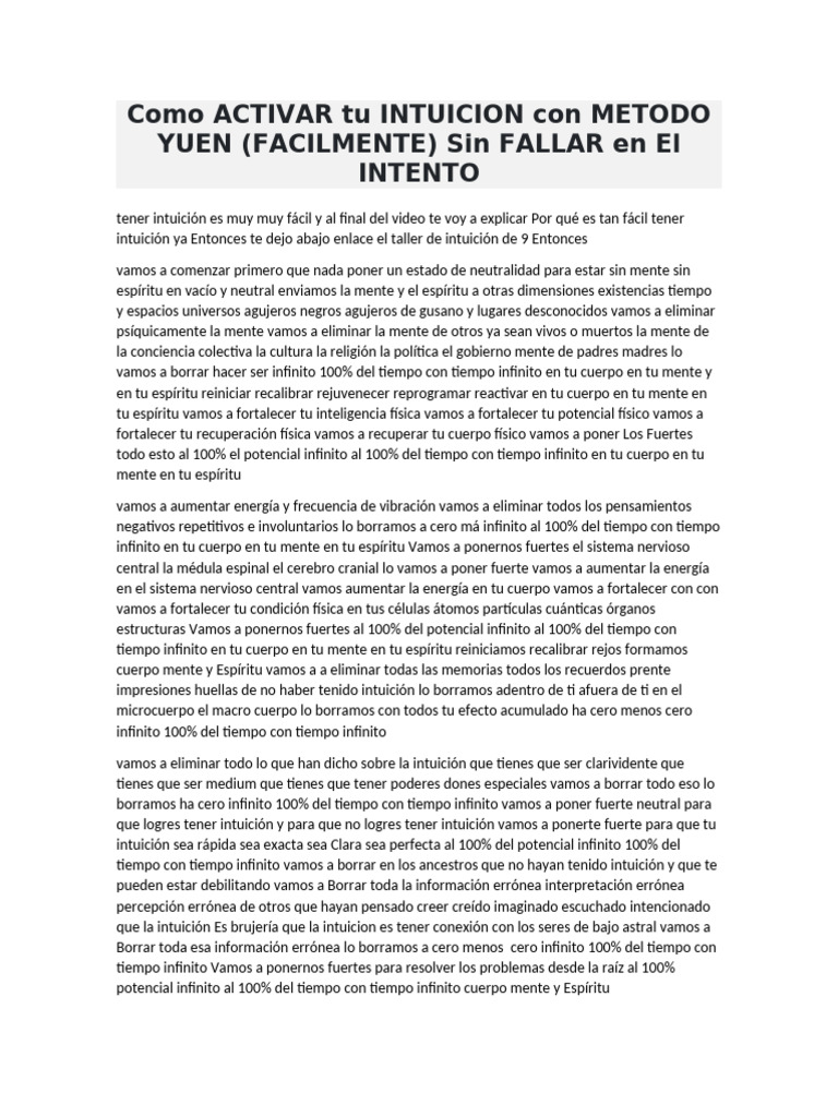 Como Activar Tu Intuicion Con Metodo Yuen | PDF | Mente | infinito