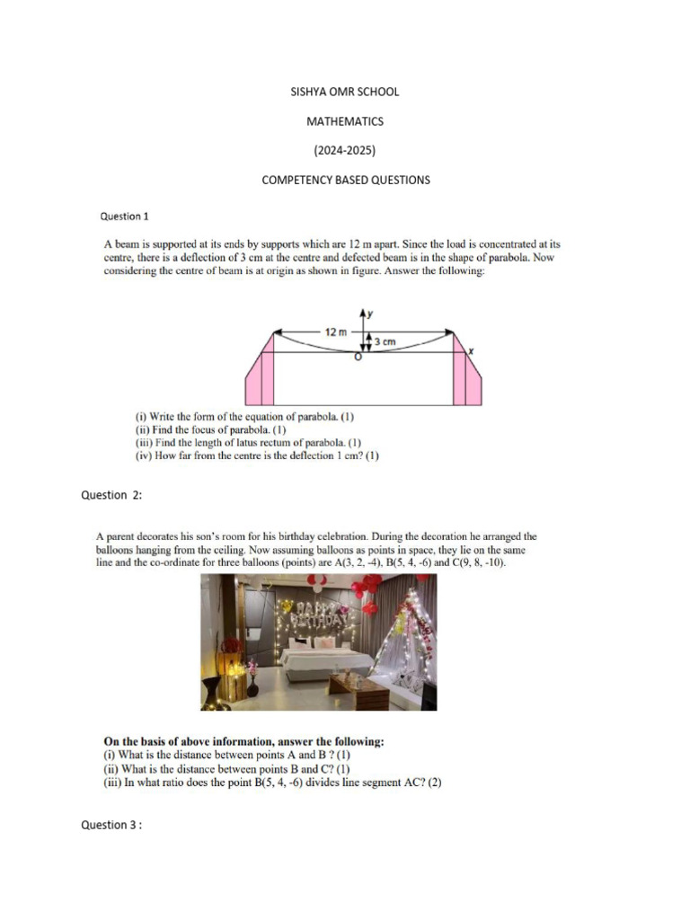 Class 11 Math - Competency Based Questions | PDF